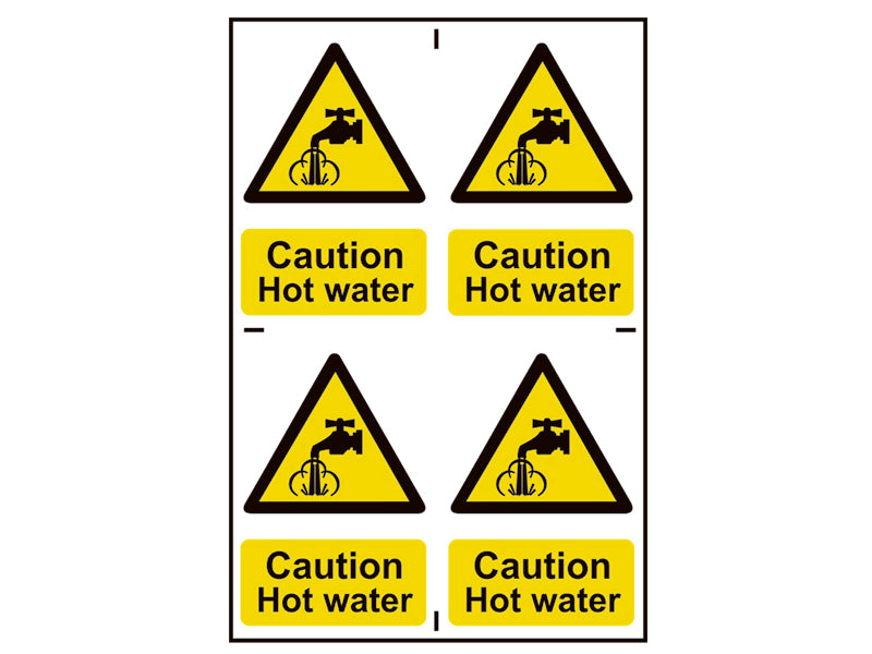 Caution Hot Water - 4 PVC Signs 100 x 100mm — Hydrofast